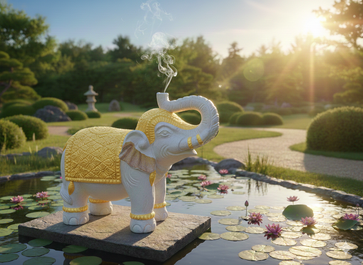 Decorative Elephant Statue – White and Gold – Two Little Angels Furniture