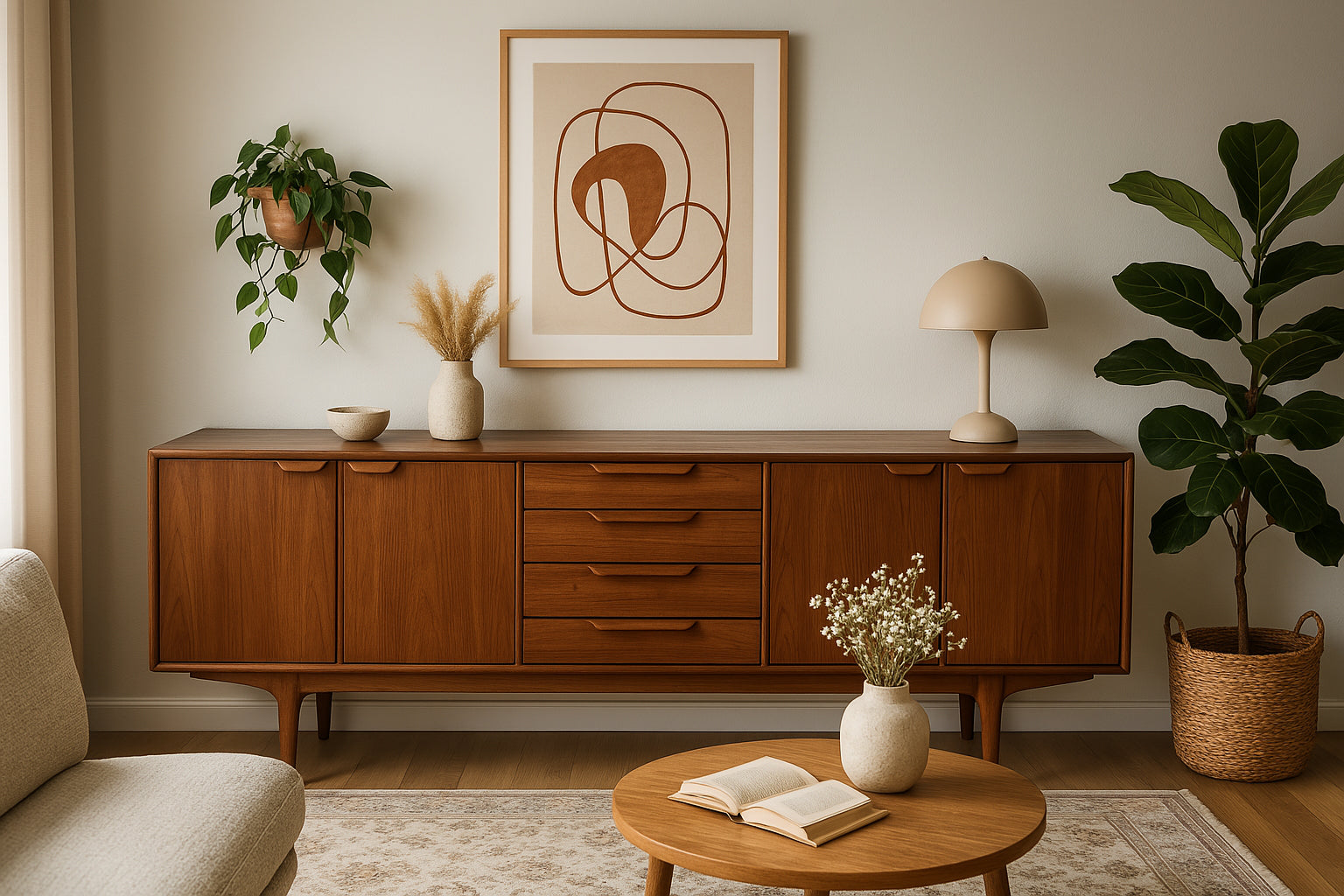 Teak Buffet Table - Retro Style - 200cms – Two Little Angels Furniture
